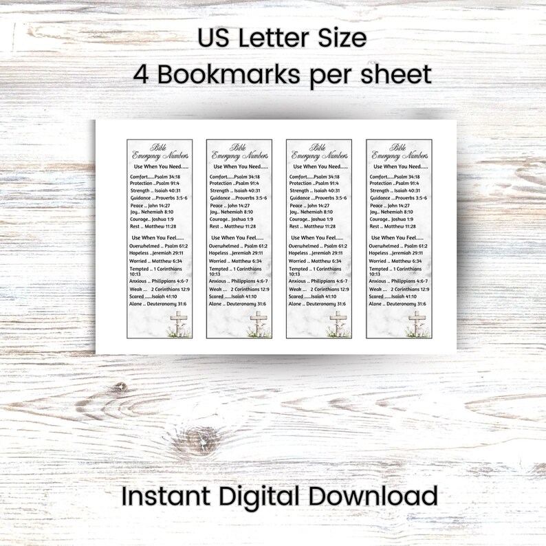 Bible Emergency Numbers Bookmark Printable, Emergency Bible Verse ...