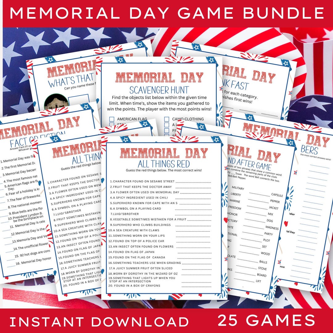 Memorial Day Game Bundle, Mega Memorial Day Games for the Office ...