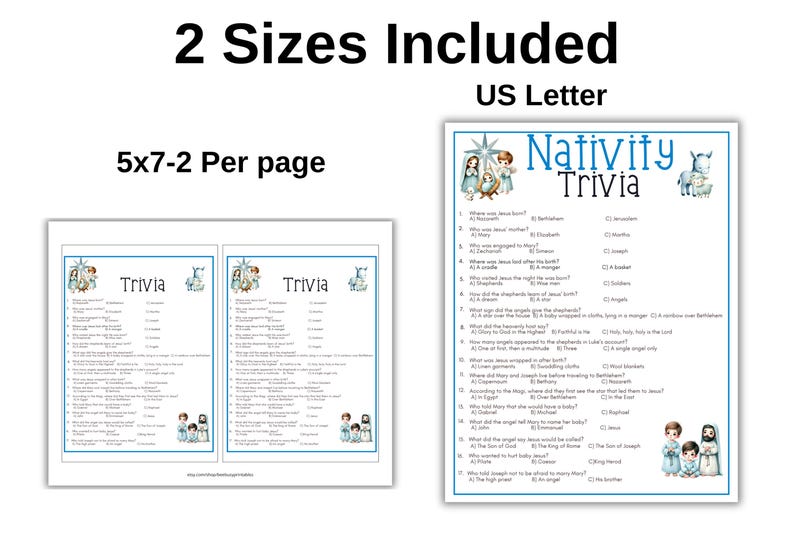 Easy Nativity Trivia Game Printable, Christmas Bible Quiz for Kids ...