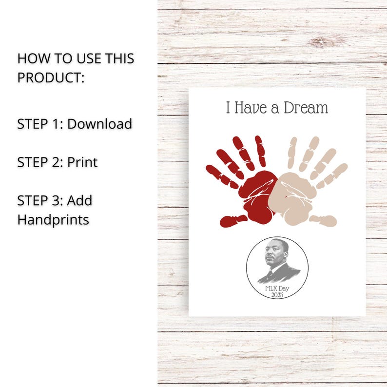 Dr. Martin Luther King Jr. Day Handprint Art Printable, Martin Luther ...