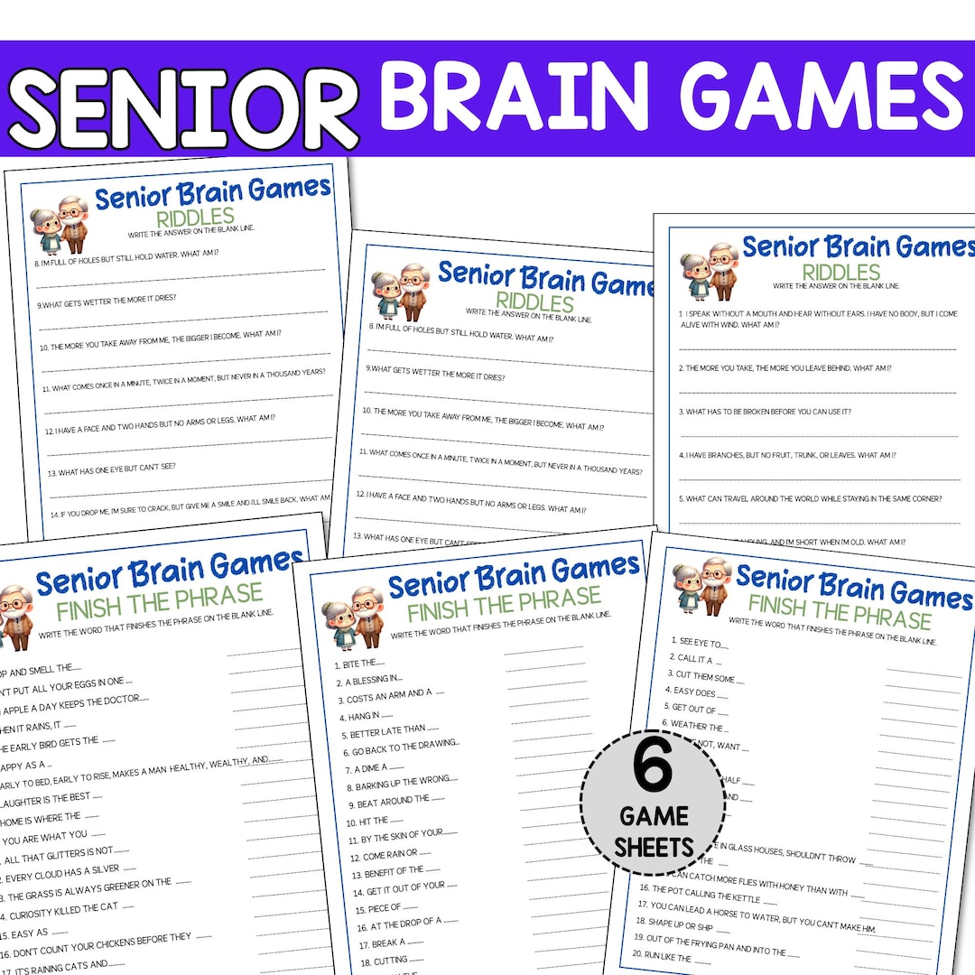 Senior Brain Games Printable, Senior Mind Games, Senior Brain Teasers ...