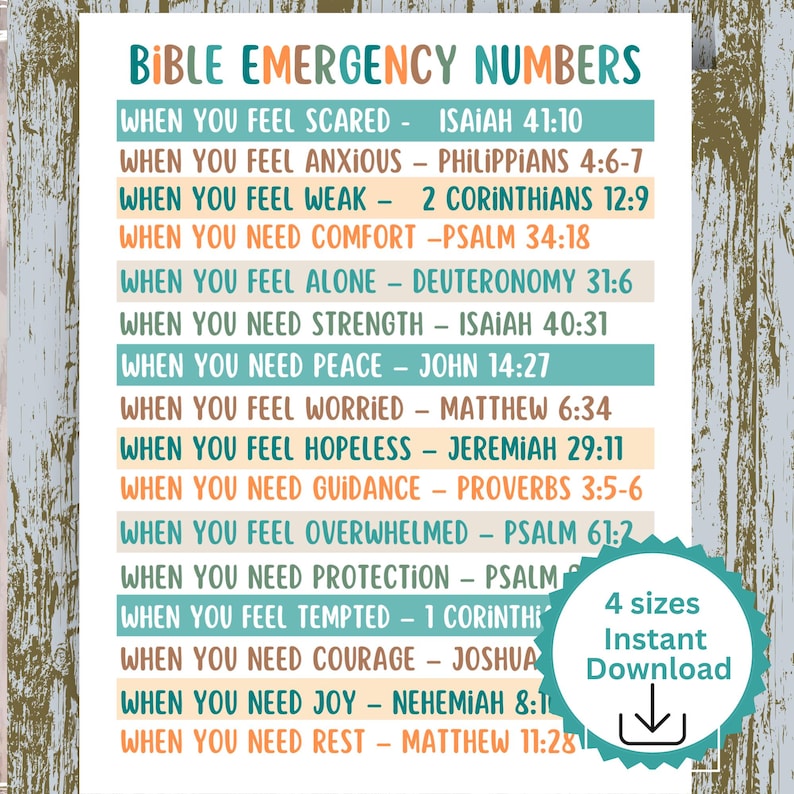 Bible Emergency Numbers Printable, Emergency Bible Numbers, Emergency ...