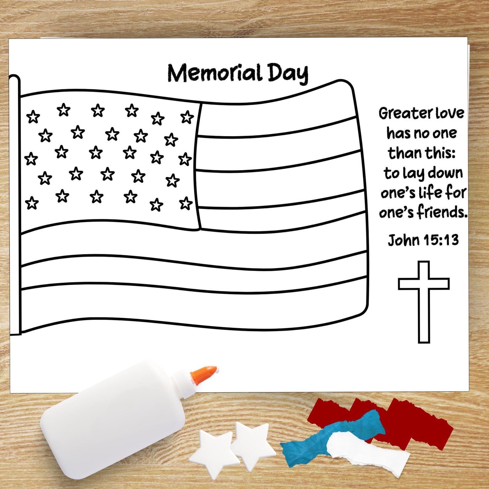 Memorial Day Bible Craft Printable, Easy Vacation Bible School Craft ...
