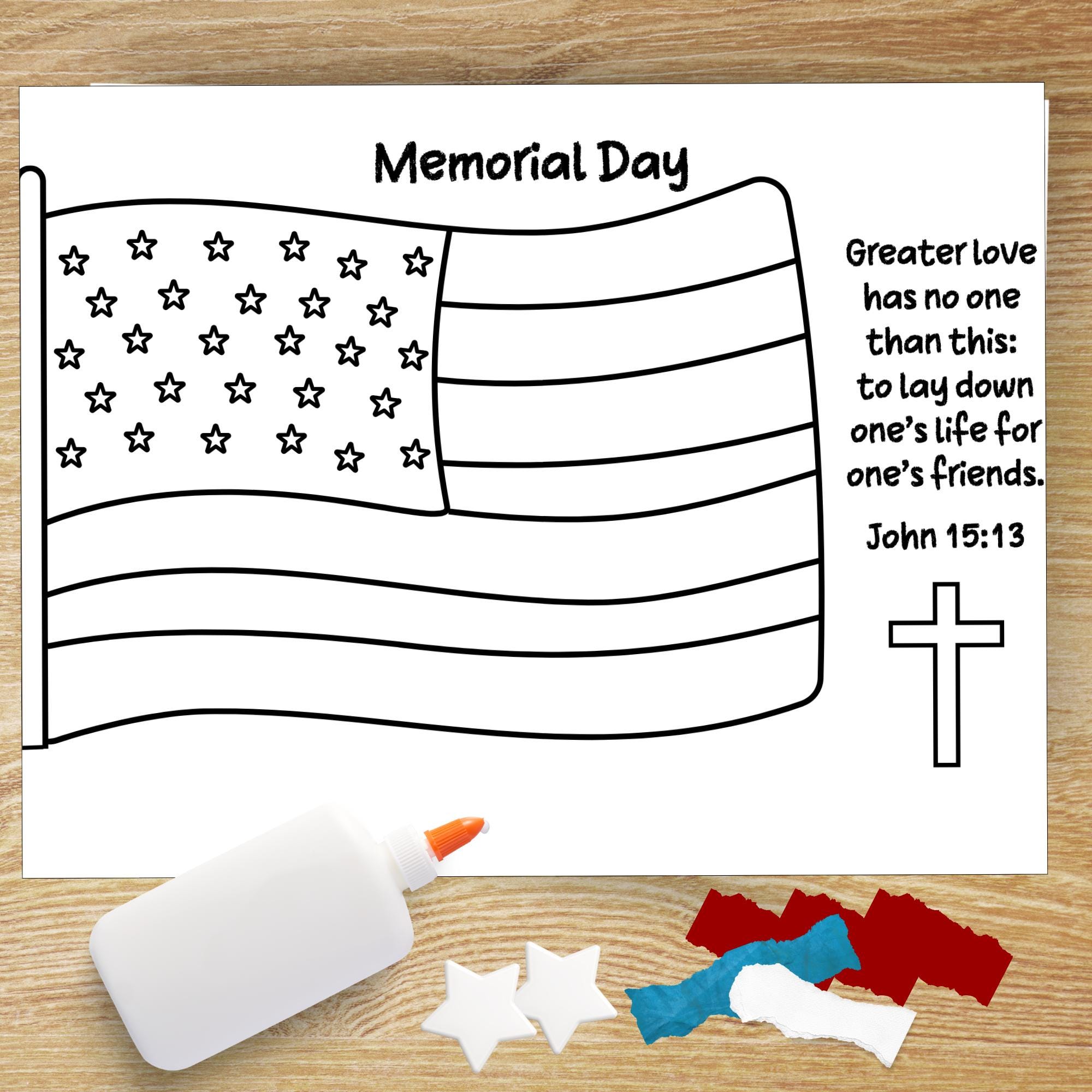 Memorial Day Bible Craft Printable, Easy Vacation Bible School Craft ...