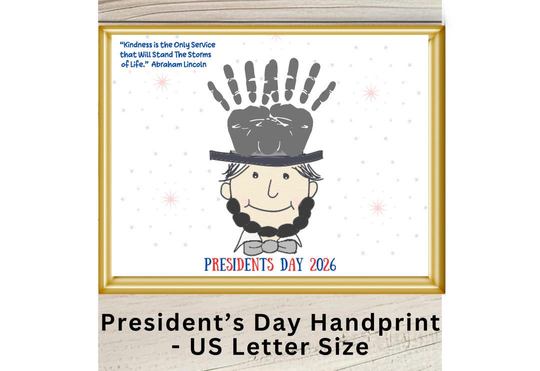 President's Day Handprint Art Printable, Abraham Lincoln Handprint ...