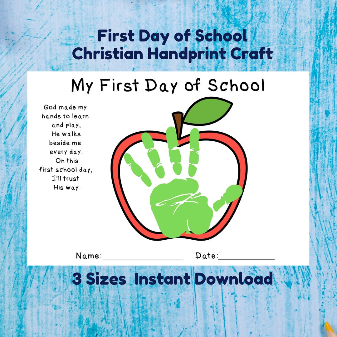 First Day of School Handprint Craft, Christian Handprint Crafts, Back ...