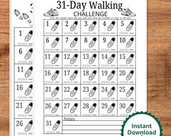 30 Day Step Tracker Monthly Challenge Printable, Walking Challenge ...