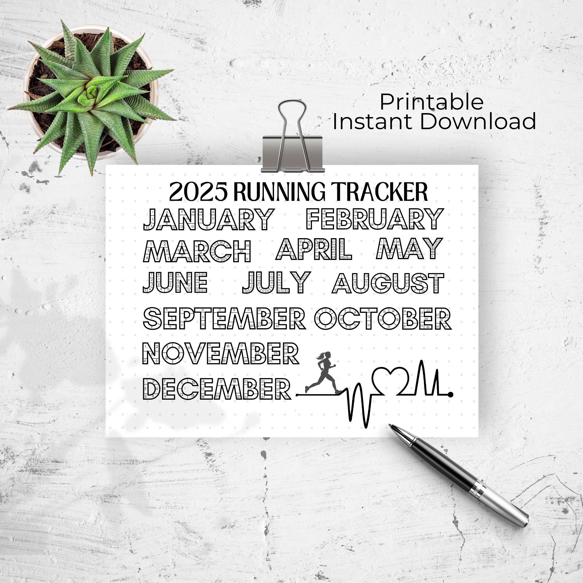 Yearly Running Tracker Printable PDF, Jogging Tracker, Running Log ...