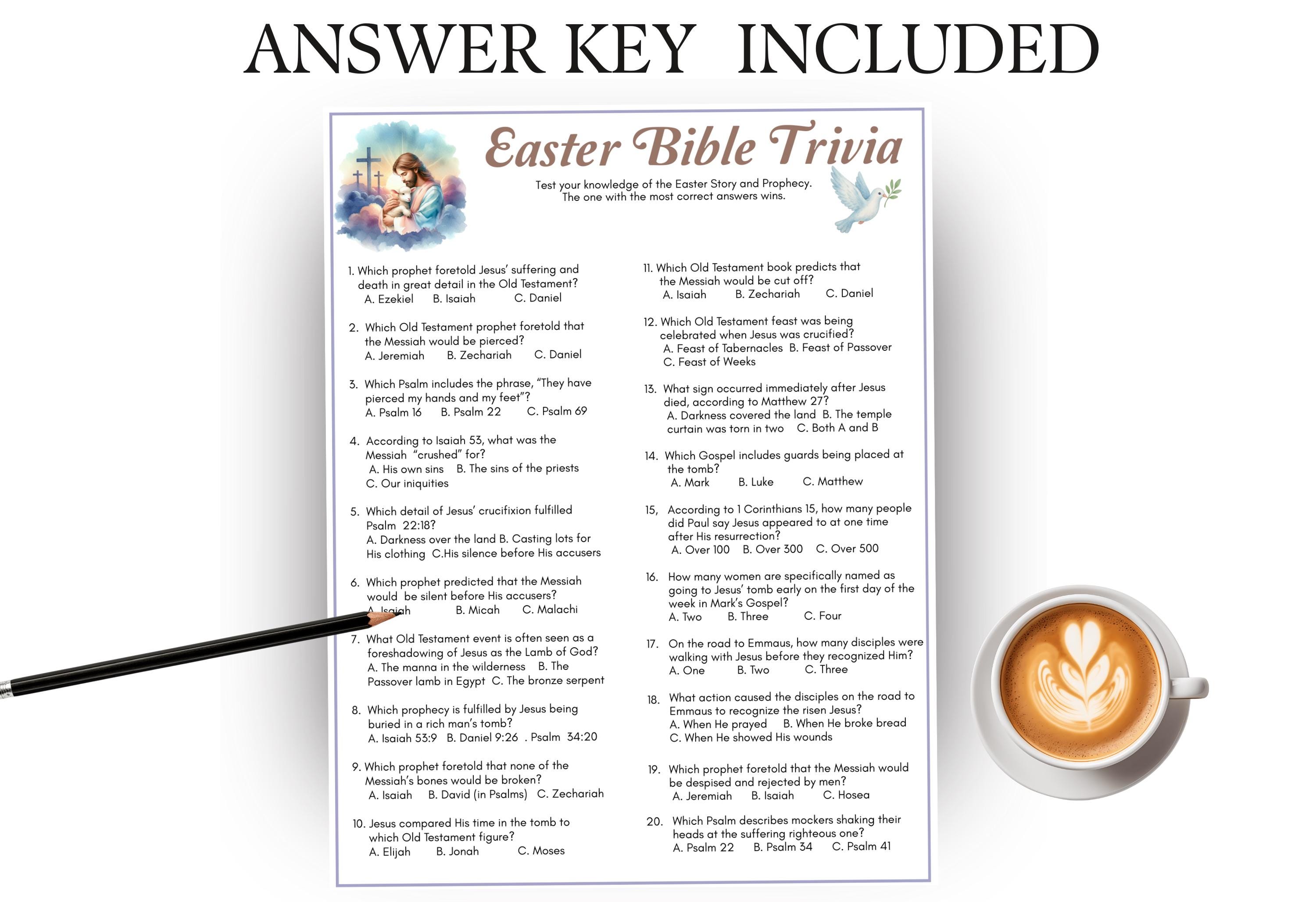 Hard Easter Bible Trivia Game, Advanced Christian Easter Quiz, Easter ...