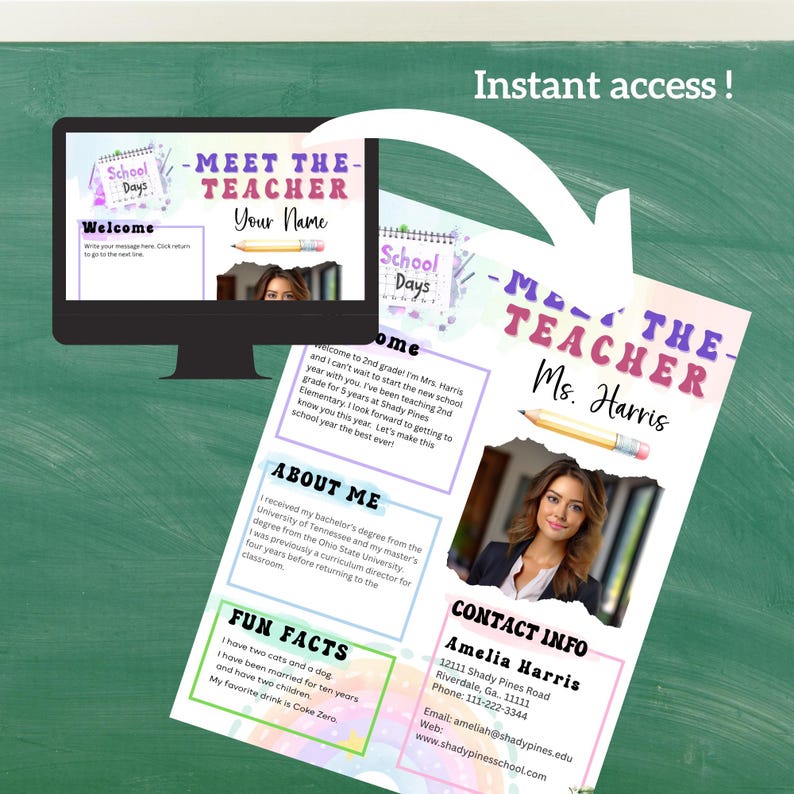 Retro Meet the Teacher Template: Editable Back to School Sign (PDF ...