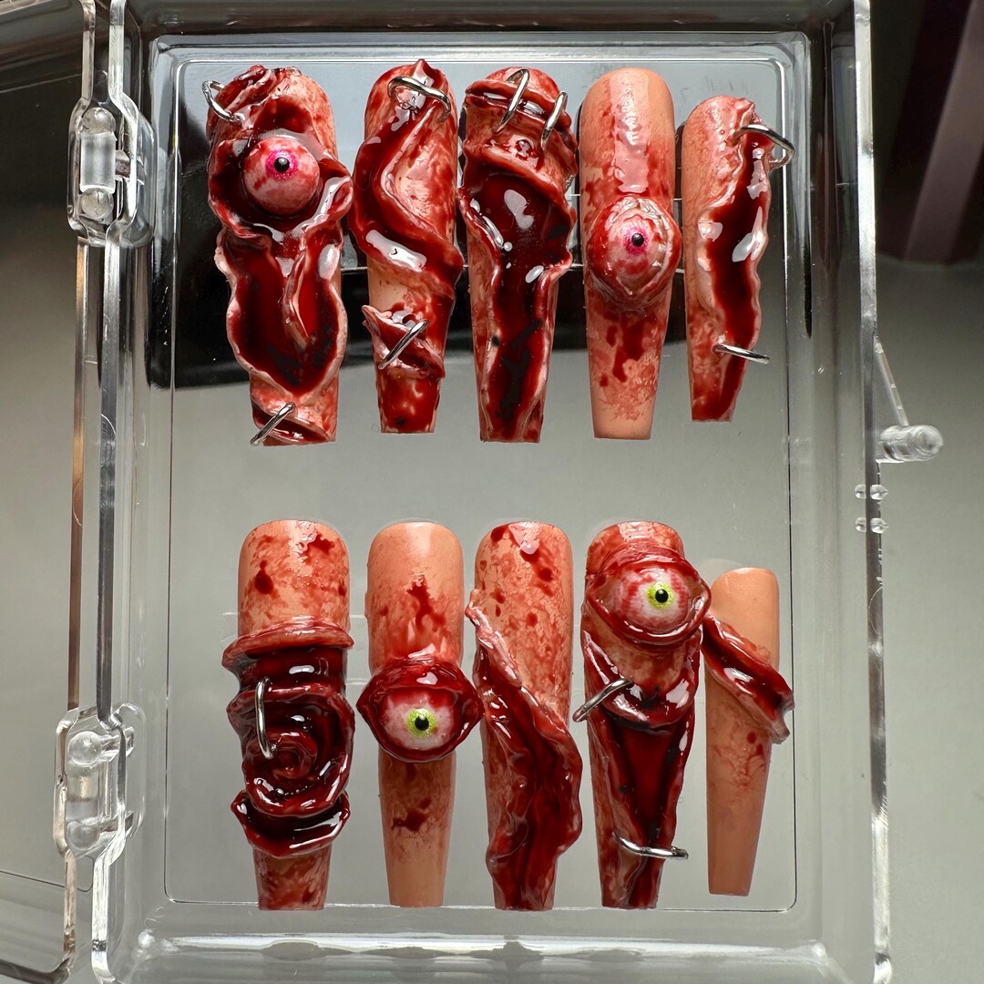 3D Eyeball and Open Cuts With Realistic Blood Long Coffin Luxury ...