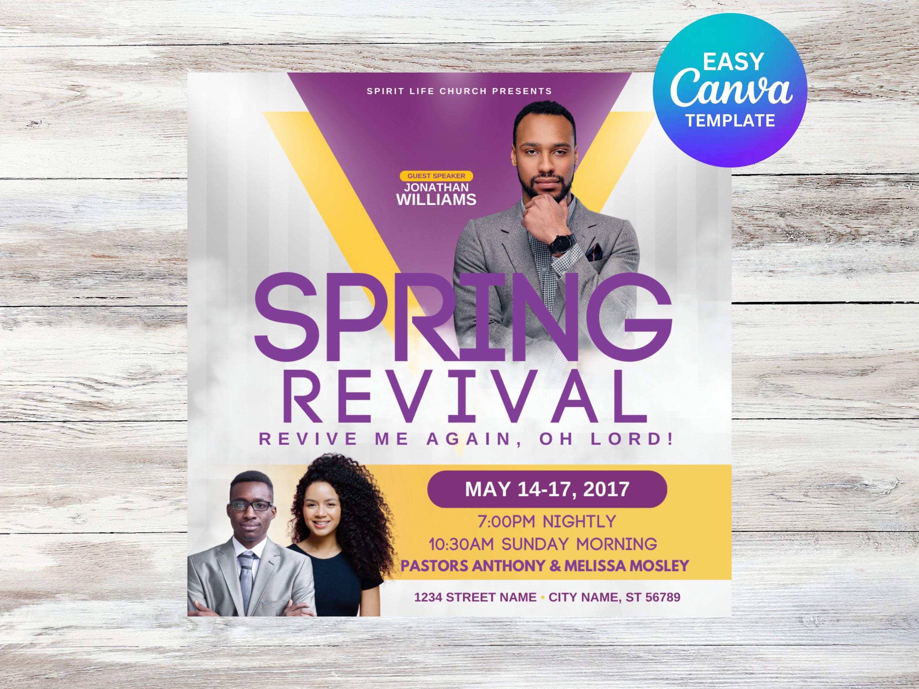 Spring Revival Flyer: Editable Church Event Template (canva Digital ...