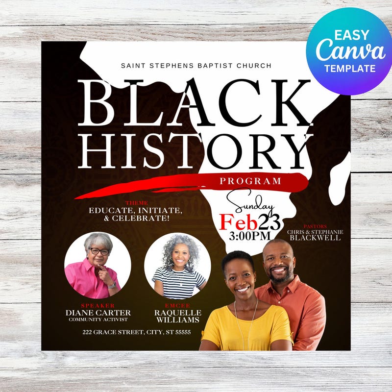 Black History Program Template - Etsy