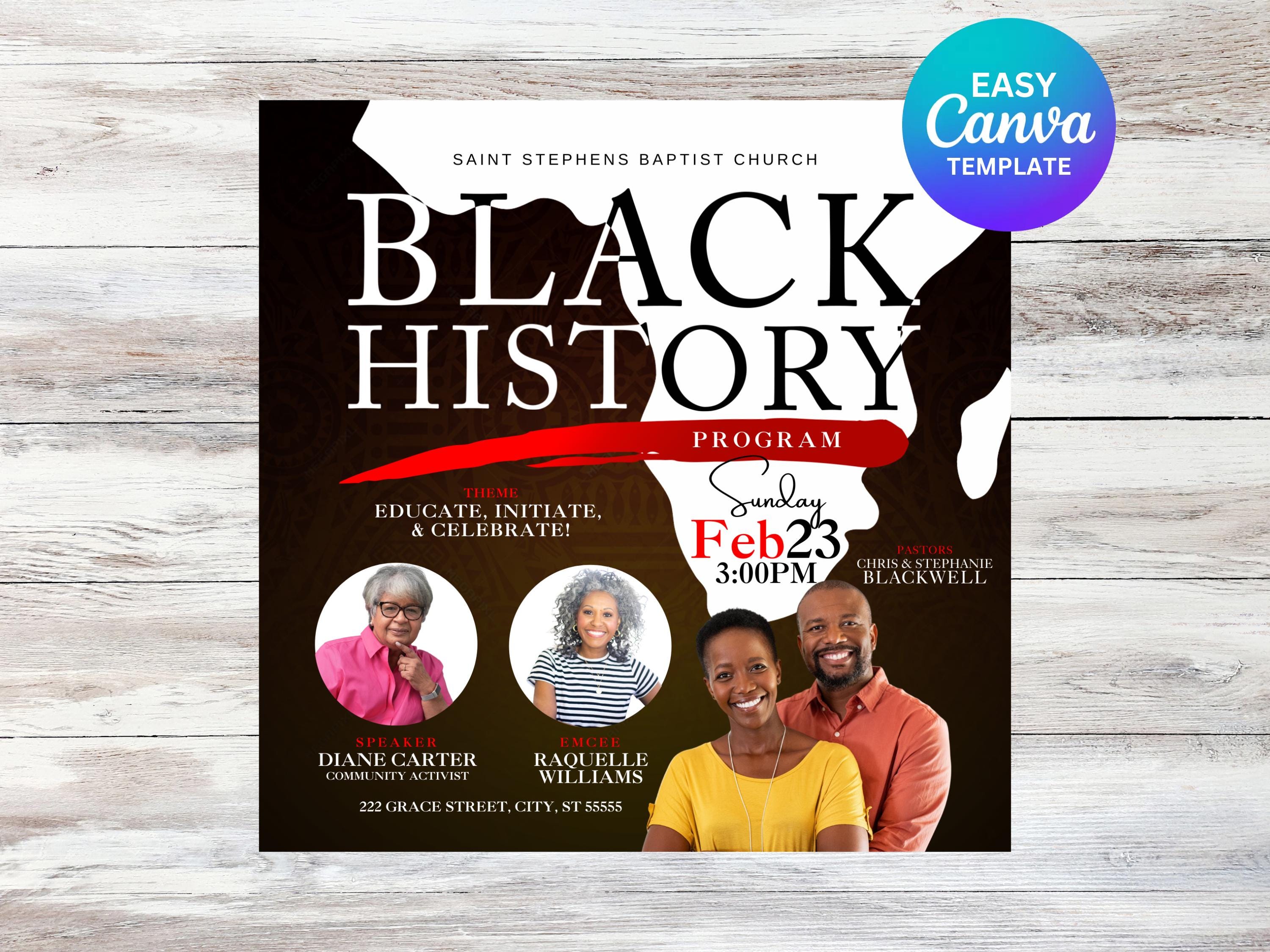 Black History Program Flyer | Digital Download | Black History Month ...