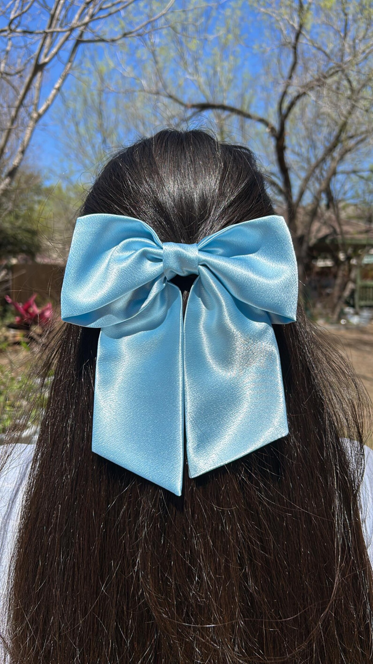 Light Blue Hair Bow, Satin Hair Bow, Hair Bow for Women, Hair Bow for ...