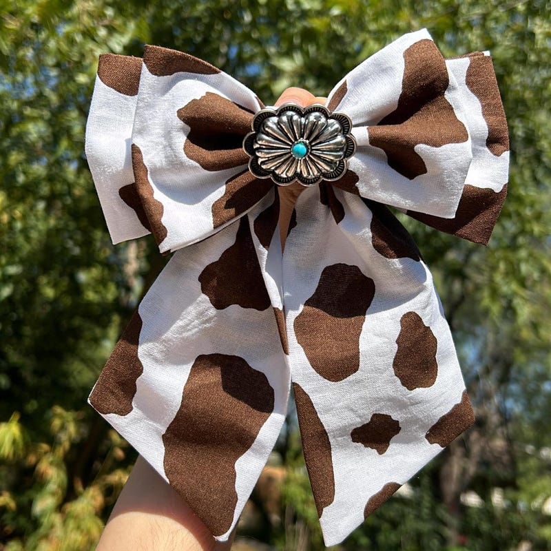 Cow Print Hair Bow - Etsy