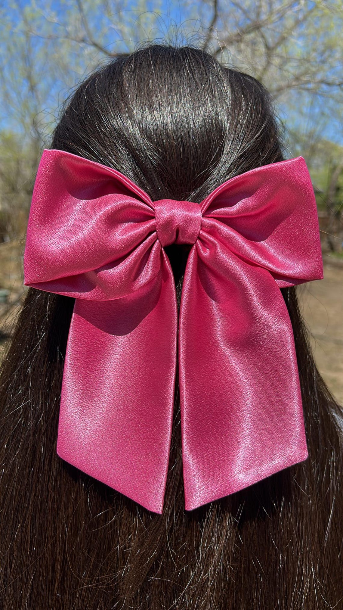 Hot Pink Hair Bow, Satin Hair Bow, Hair Bow for Women, Hair Bow for ...