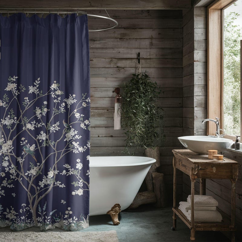 Navy Shower Curtain - Etsy