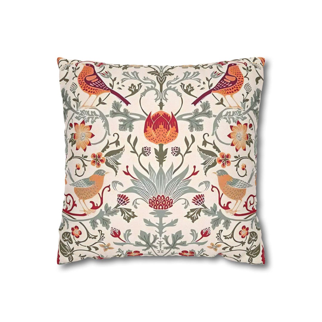 Scandinavian Cottagecore Orange Throw Pillow Cover William Morris ...
