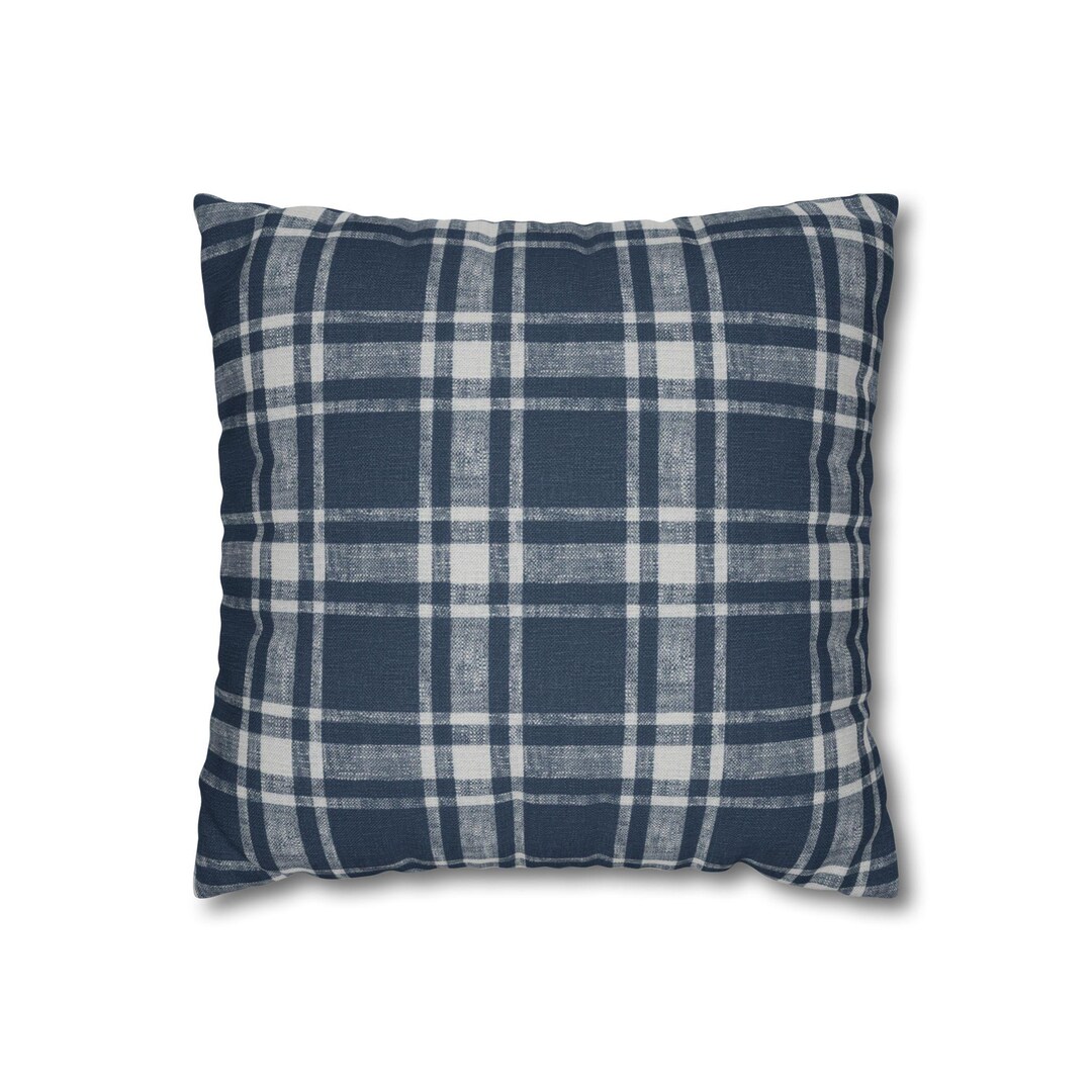 Navy Blue Checker Pillow Cover: Farmhouse Throw Pillow, Giftable ...