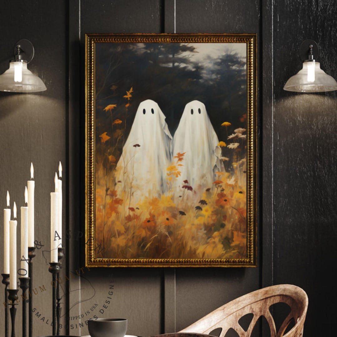Autumn Ghosts Landscape Print: Spooky Halloween Wall Art, Giftable - Etsy