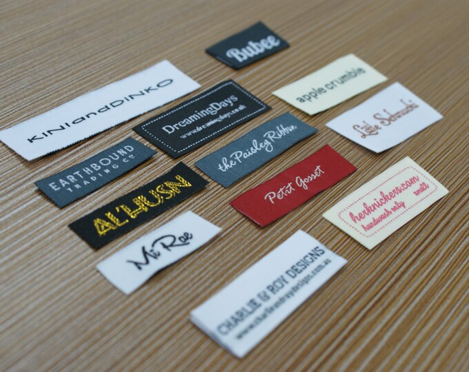 600 PCS Custom Woven Labels Text Only Taffeta Clothing Labels ...