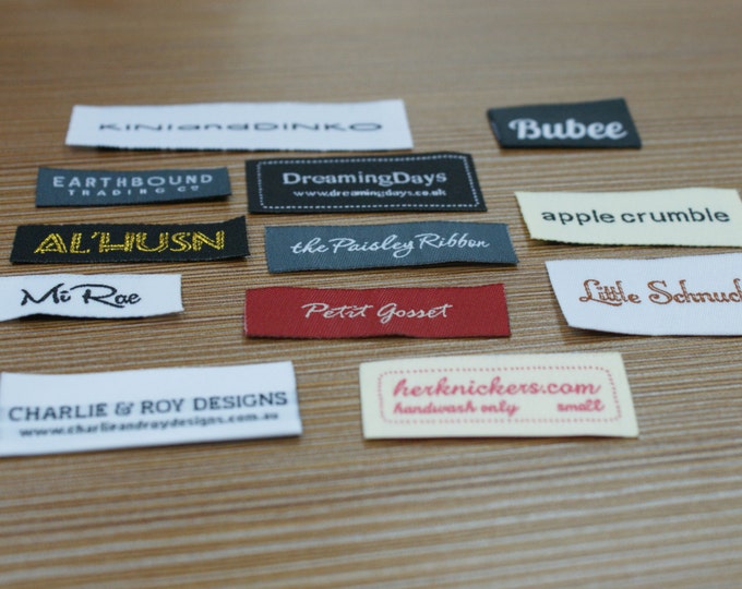 1200 Custom Text Only Woven Labels, Custom Sewing Labels, Woven ...