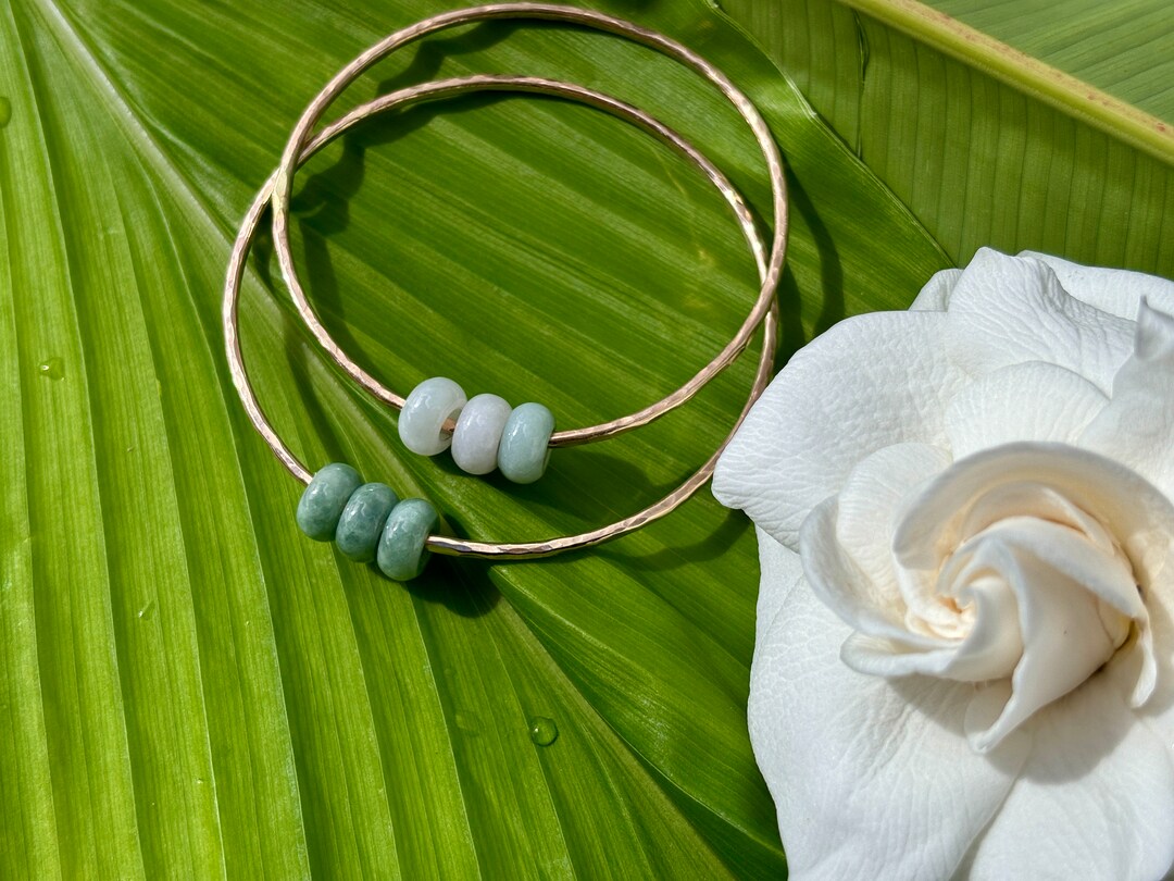 Burma Jade Donut Bead Bangle 14k GF - Etsy