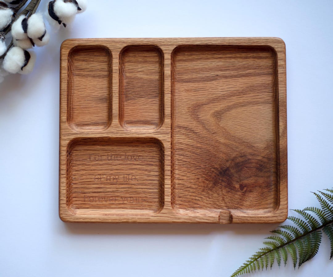 Stylish Wooden Organizer Tray, Customizable Design, Engraved Desk ...