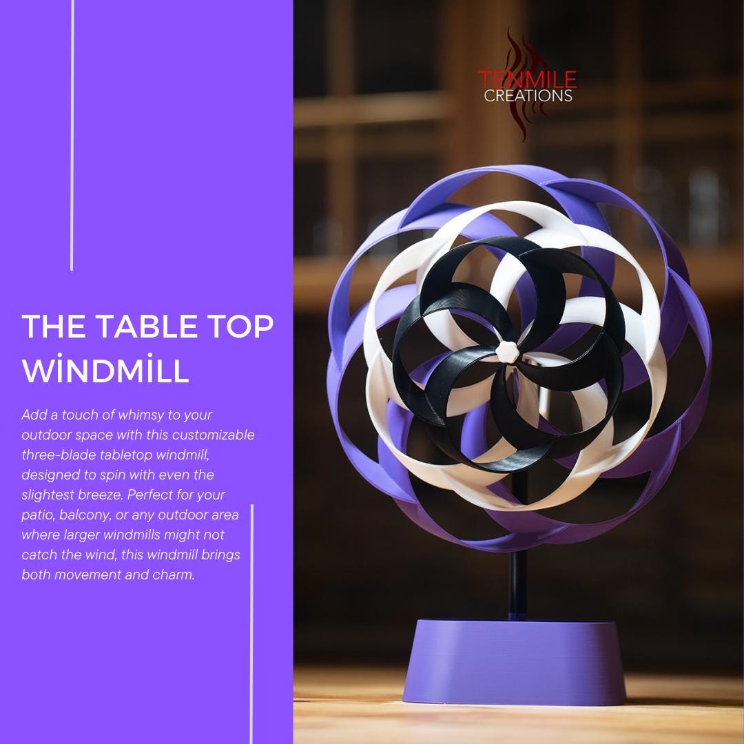3d Printed Customizable Tabletop Windmill Moves With Minimal Wind - Etsy