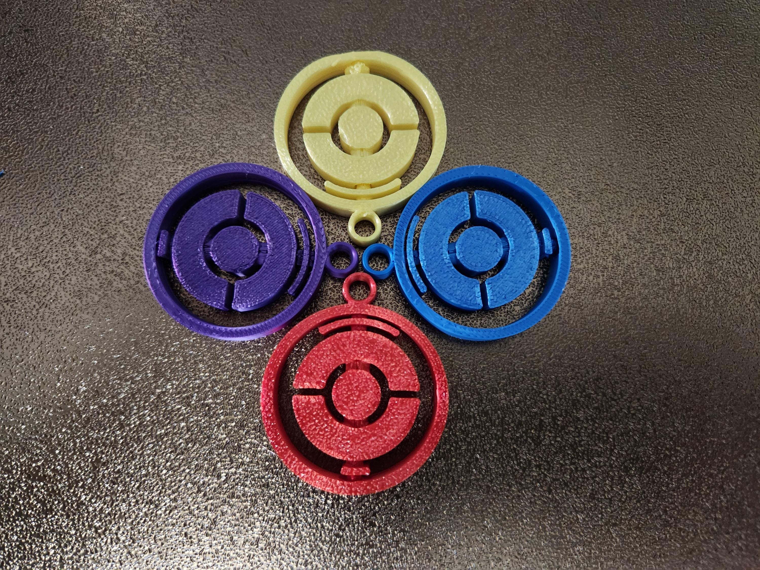 3D Printed Rotating Pokestop Fidget Keychain Spinner Keychain Multiple ...