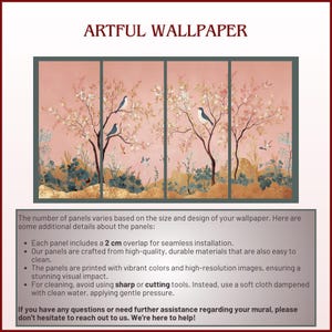 Vintage Trees and Floral Wallpaper Seamless Repeat Design Earthy Tones ...