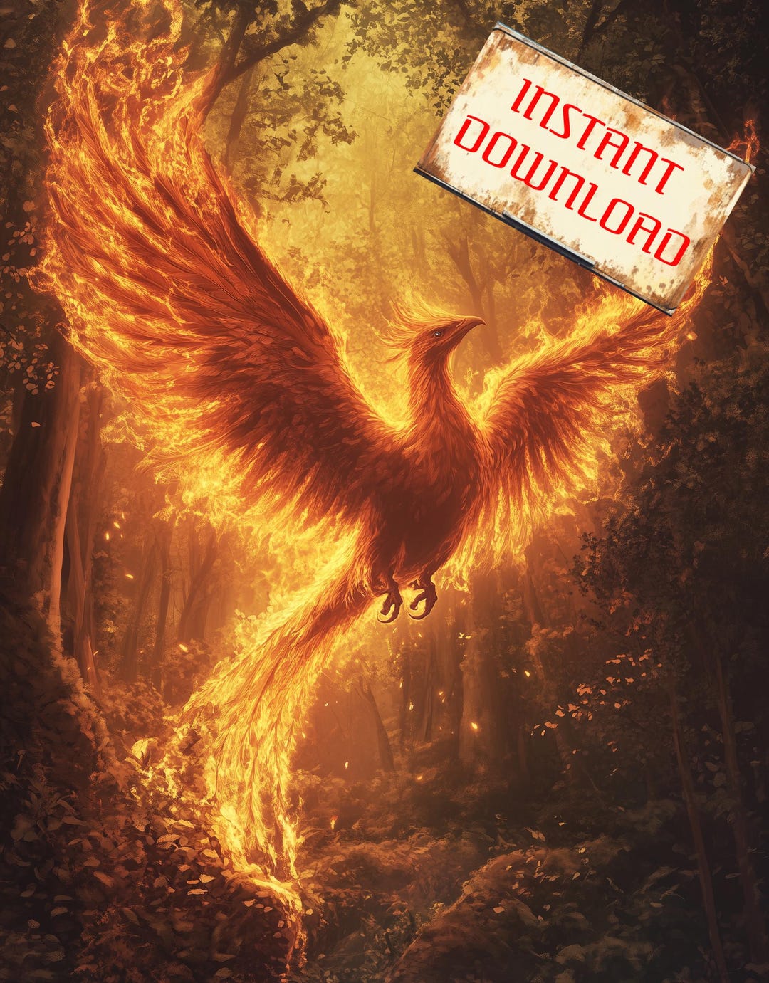 Phoenix Mythical Creature Printable Wall Art Phoenix Digital Download ...