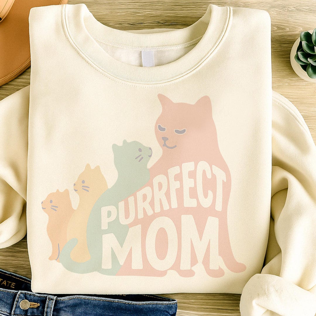 Purrfect Mom Cat PNG | Pastel Cat Mom Clipart | Cute Mother’s Day ...