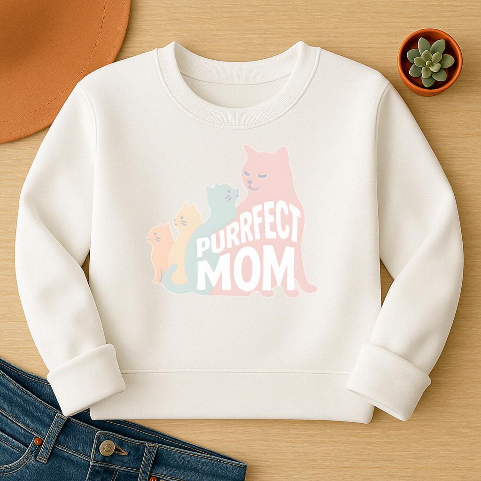 Purrfect Mom Cat PNG | Pastel Cat Mom Clipart | Cute Mother’s Day ...