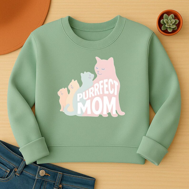 Purrfect Mom Cat PNG | Pastel Cat Mom Clipart | Cute Mother’s Day ...