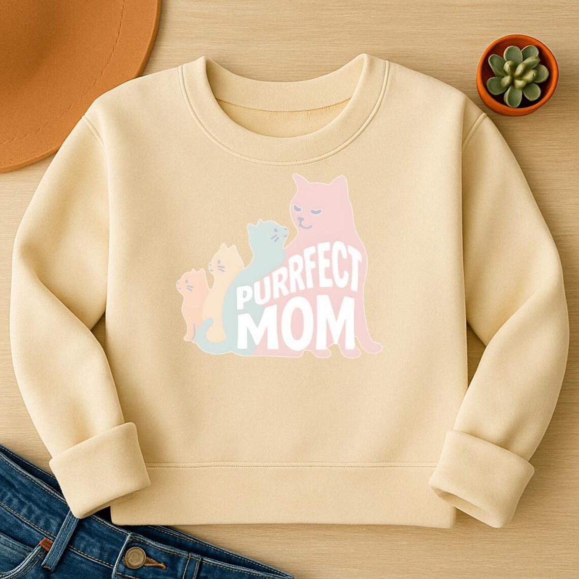 Purrfect Mom Cat PNG | Pastel Cat Mom Clipart | Cute Mother’s Day ...