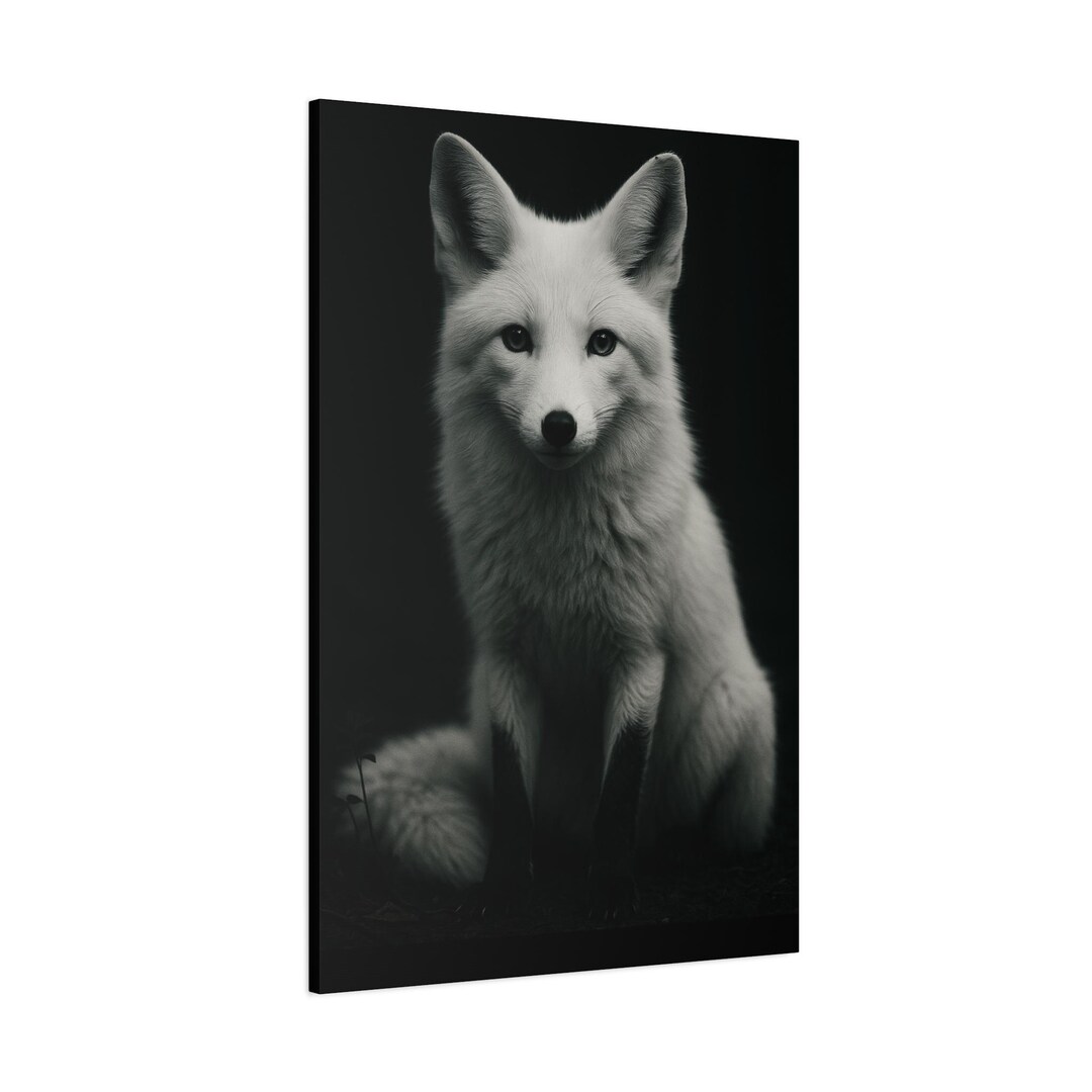 Elegant Arctic Fox Canvas Art Print, Minimalist Wall Decor, Nature ...