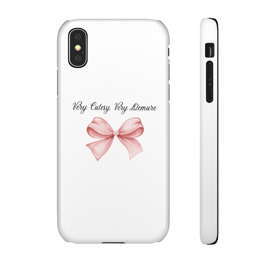 Cutesy Pink Bow Coquette Phone Case Cute Girly Snap Case With Demure ...