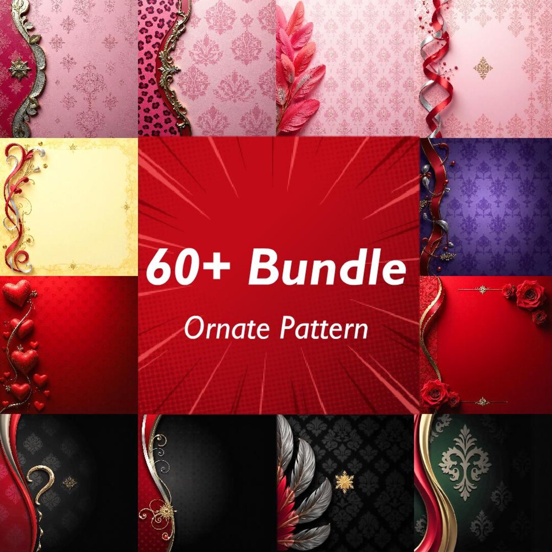 60+ Ornate Pattern Digital Background Bundle | Golden Structure Designs ...