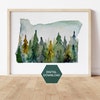 Digital Download Oregon Watercolor, Oregon Shape Painting, Tree ...