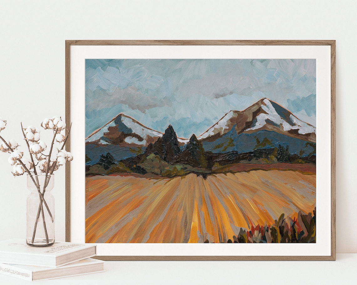 Three Sisters Oregon Painting, Bend Oregon Art, Three Sisters Mountains ...