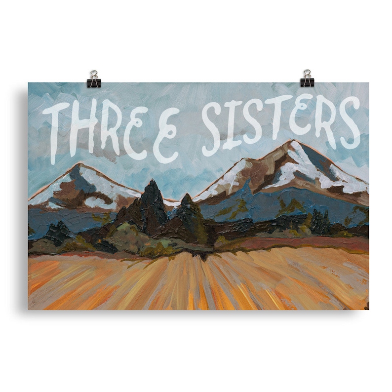 Three Sisters Oregon Painting, Bend Oregon Art, Three Sisters Mountains ...