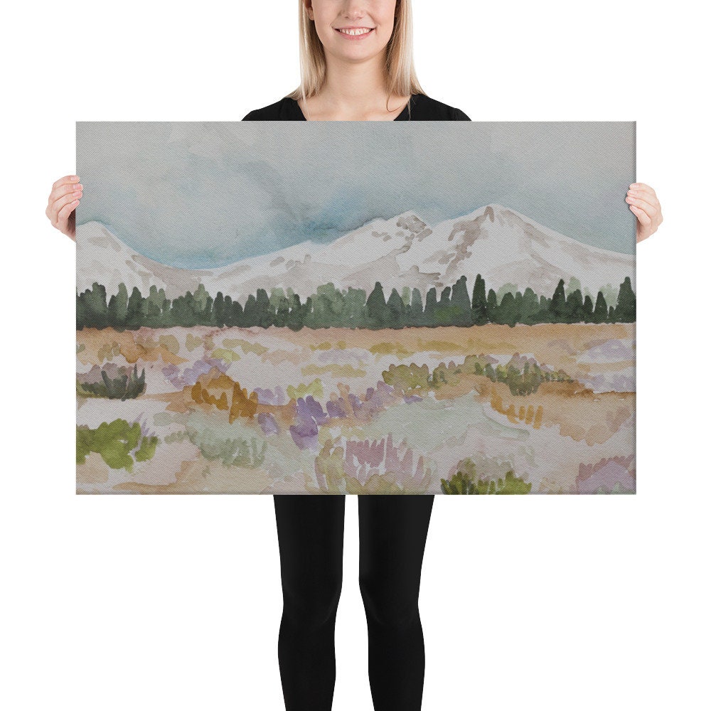 24x36 Canvas, Three Sisters Oregon Watercolor, Bend Oregon Art, Sisters ...