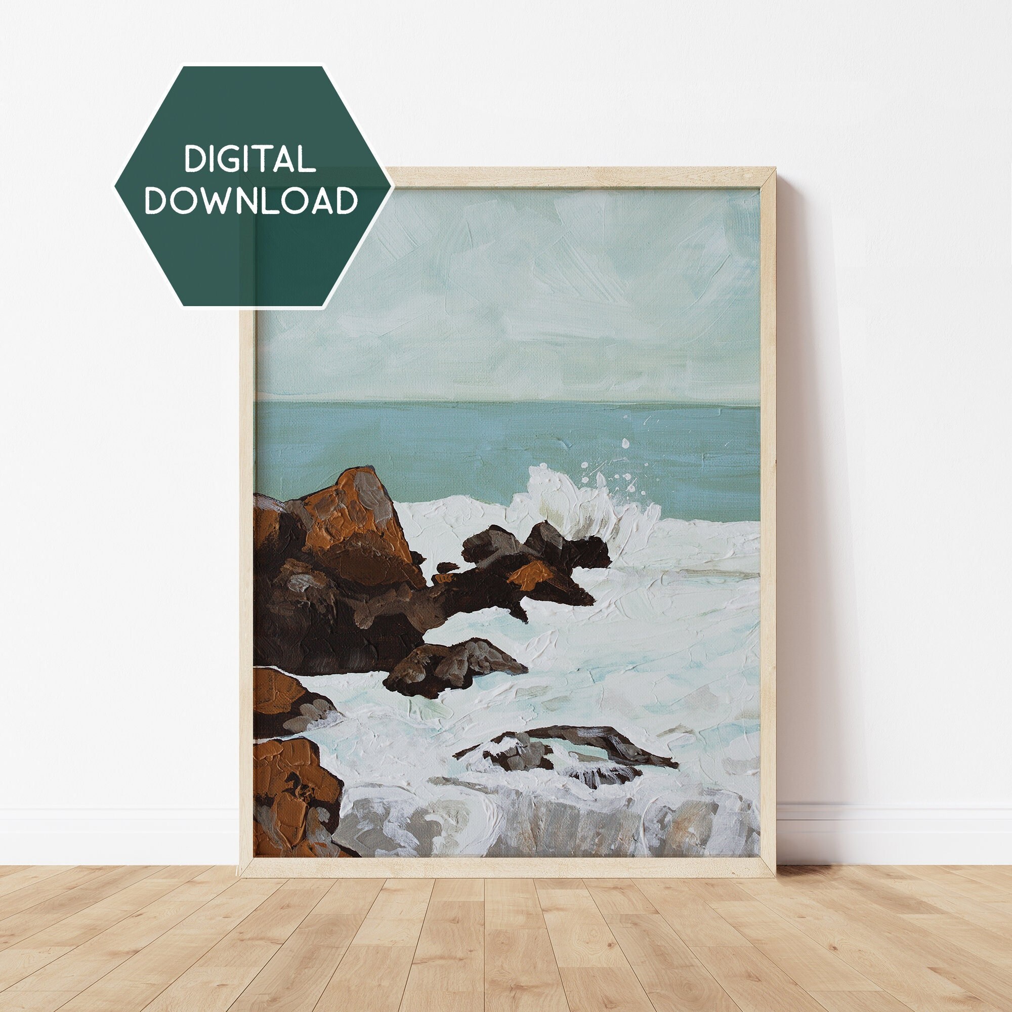 Rocky Coast Digital Download, Modern Coastal Decor , Rocky Shore Art ...