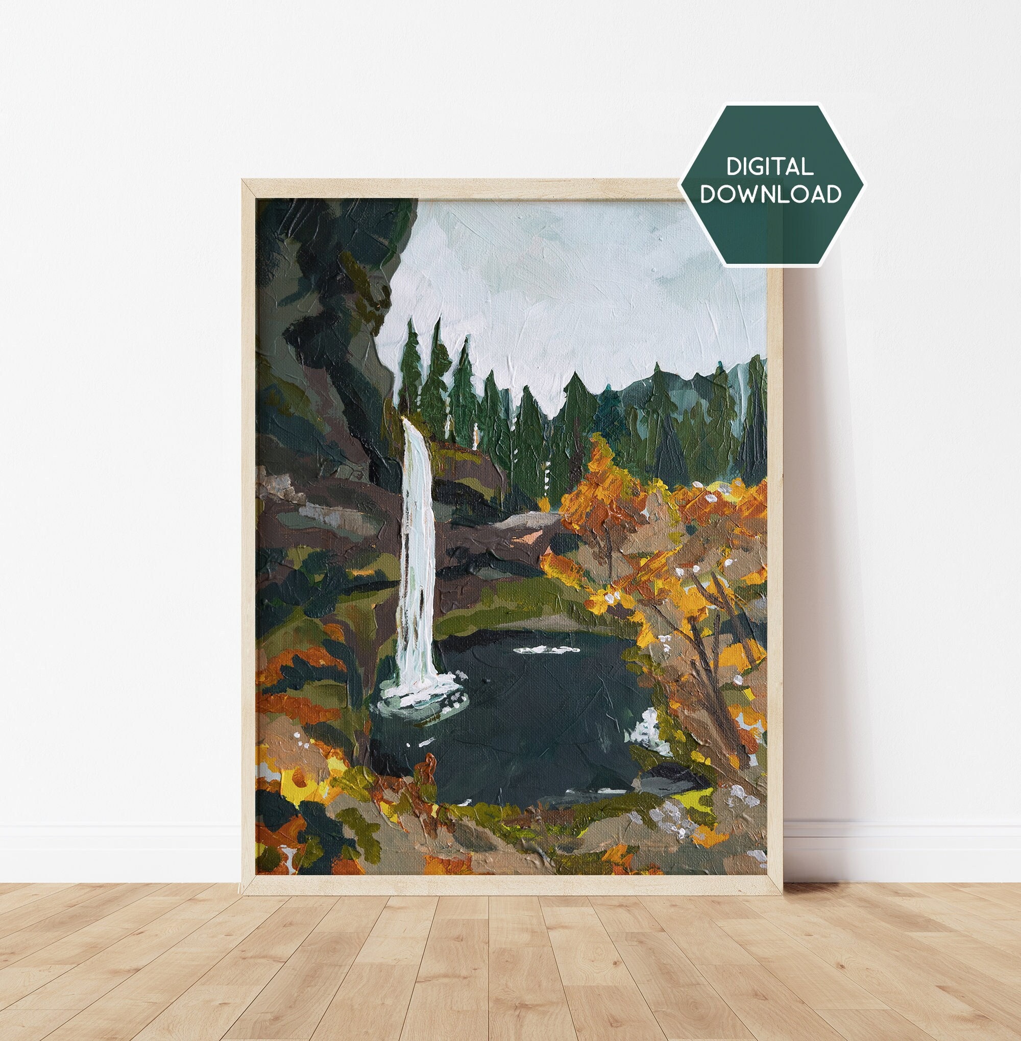 Silver Falls Oregon Painting Instant Digital Download Waterfall ...