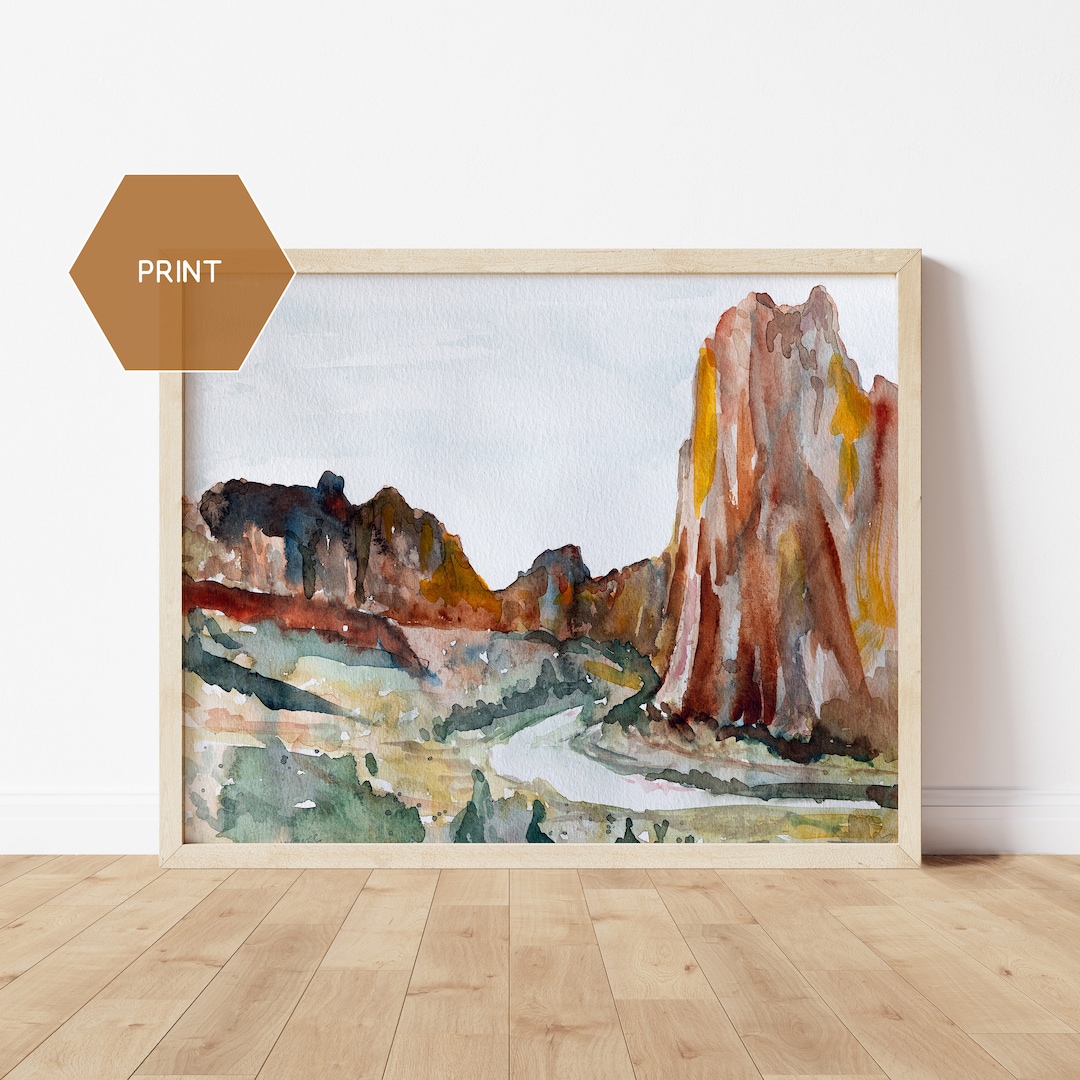 Smith Rock Watercolor, Oregon Watercolor Print, Smith Rock Oregon Art ...