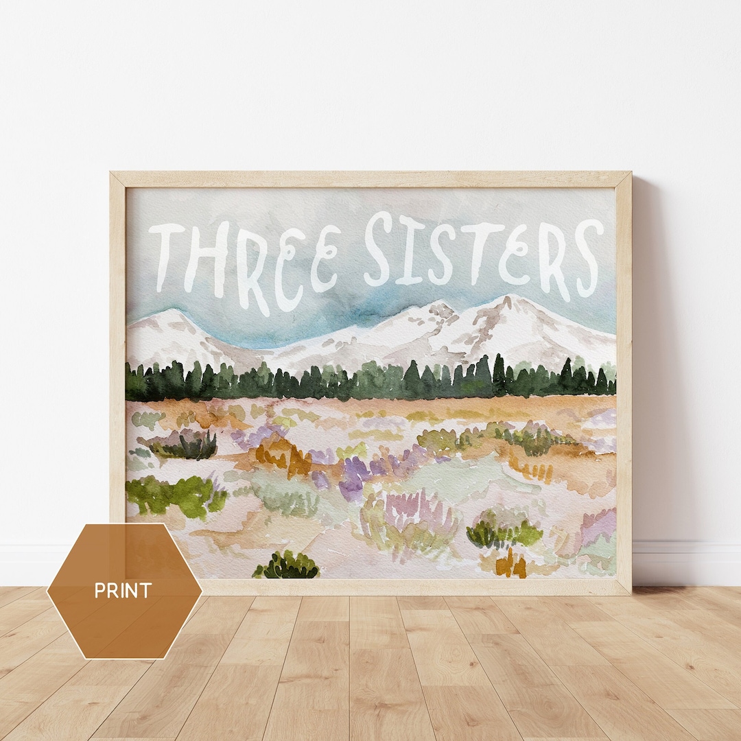 Three Sisters Oregon Painting, Bend Oregon Art, Three Sisters Mountains ...