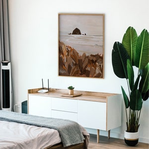 Original Art Print, Haystack Rock Poster, Oregon Coast Art, Cannon ...