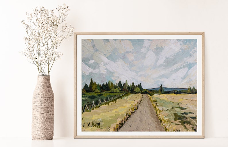 Oregon Landscape Painting, Oregon Art, Oregon Farm Road Print, Oregon ...